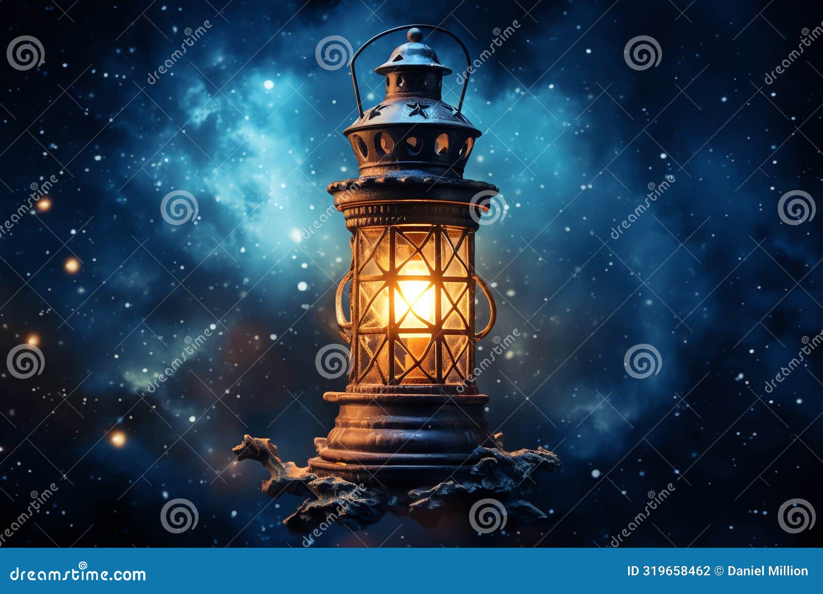 Celestial Lighthouse Lantern Fantasy Sky Night Gazing Stock ...
