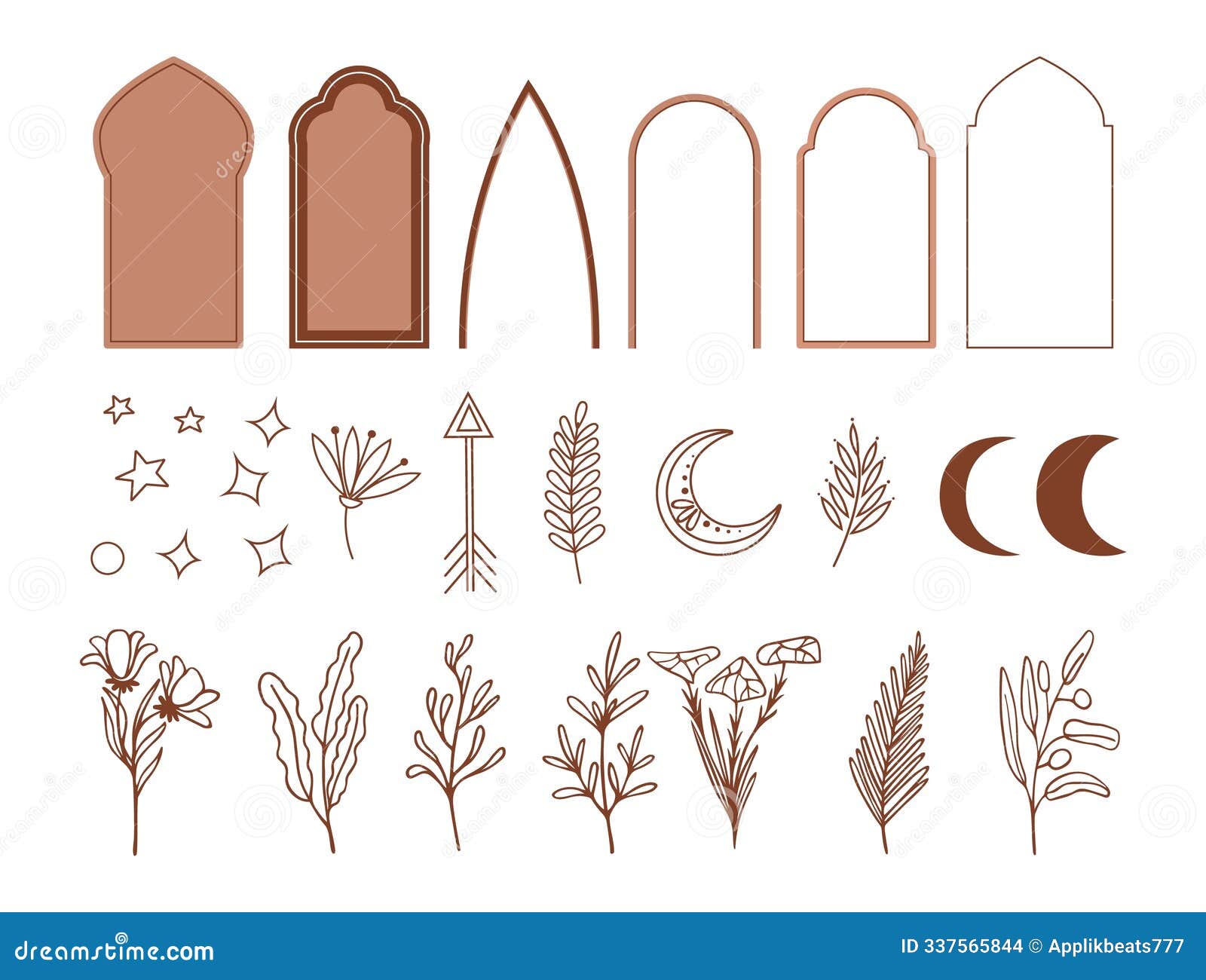 Celestial Line Art Doodles, Vector Clip Art Set With Sun Moon And Star ...