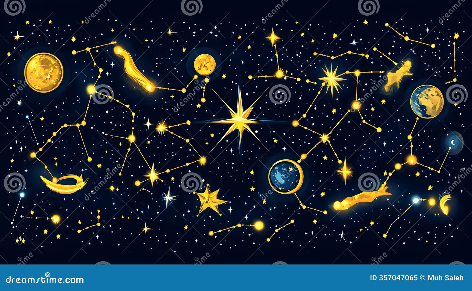 Constellations Set Stars Vector Illustration | CartoonDealer.com #145328985