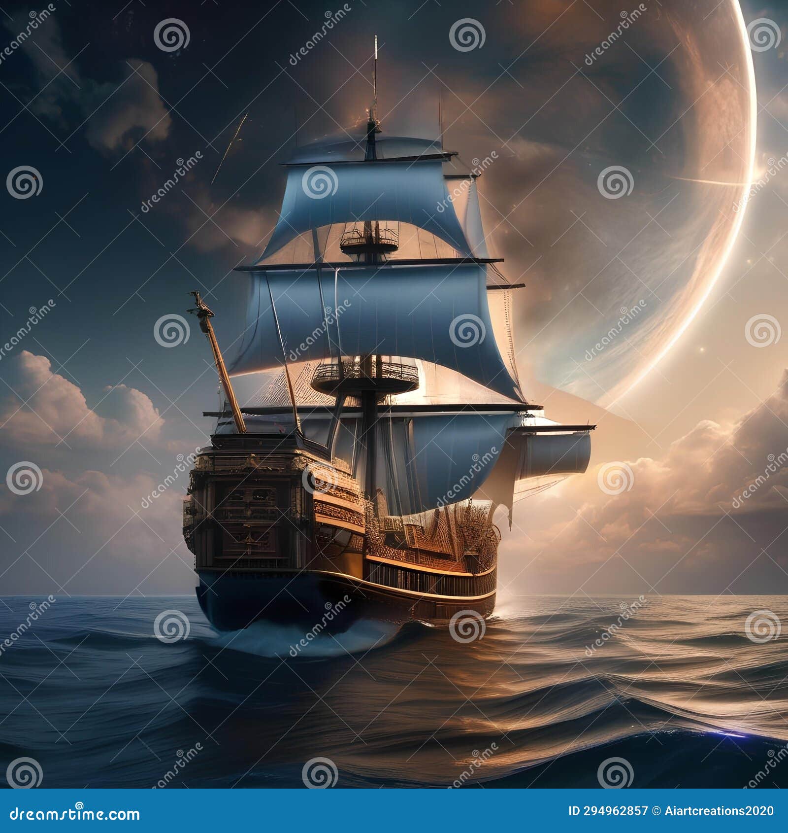 A Celestial Mariner, Navigating a Ship with Sails Made of Cosmic Clouds ...