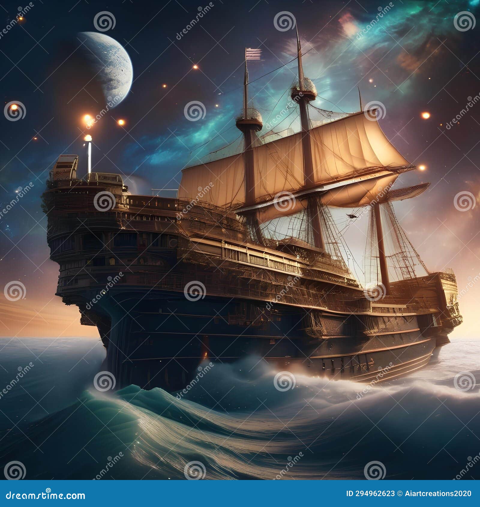 A Celestial Mariner, Navigating a Ship with Sails Made of Cosmic ...