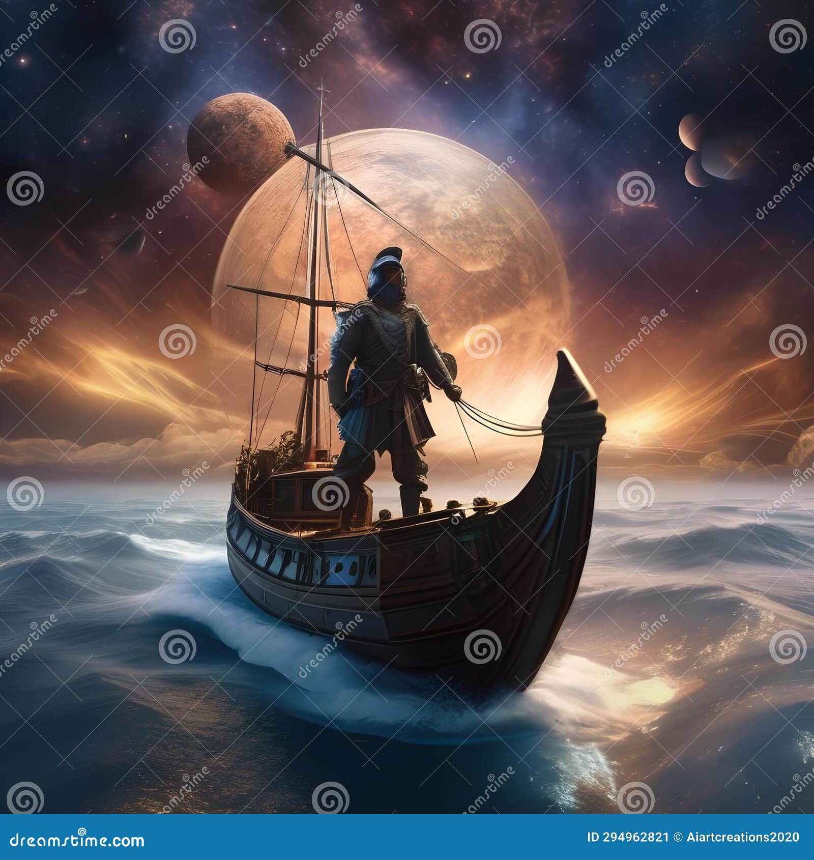 A Celestial Mariner, Navigating a Ship with Sails Made of Cosmic ...