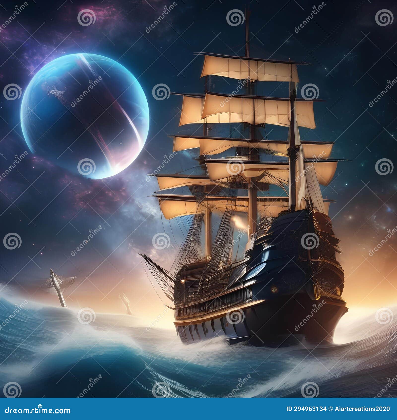 A Celestial Mariner, Navigating a Ship with Sails Made of Cosmic ...