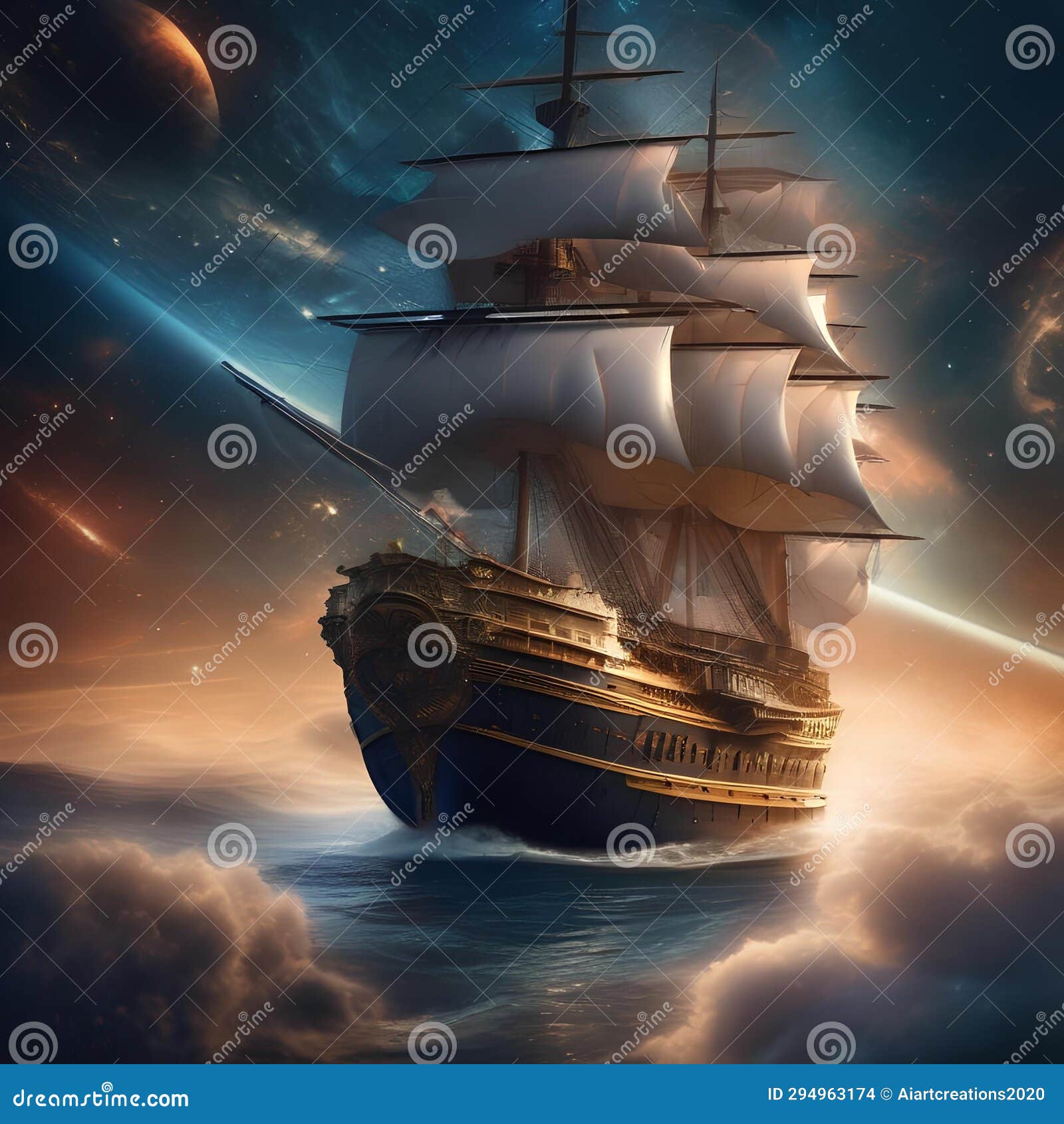A Celestial Mariner, Navigating a Ship with Sails Made of Cosmic ...