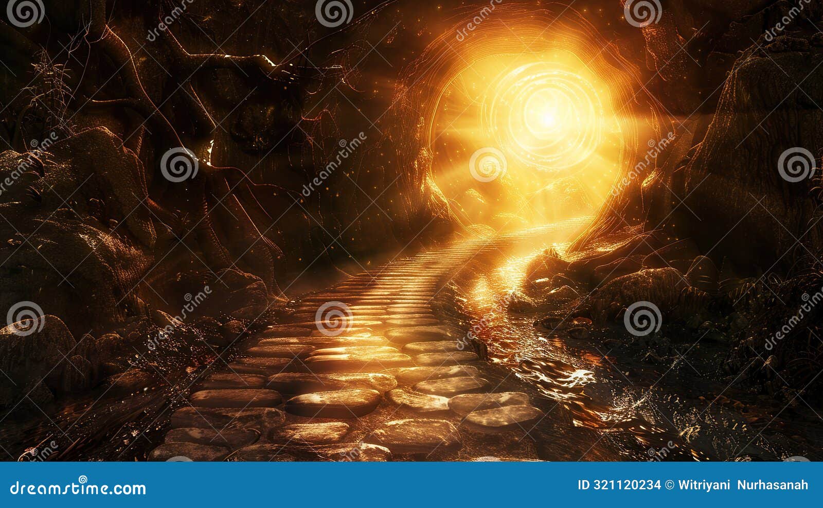 Celestial Meditation, Digital Artwork of a Divine Pathway. Generative ...