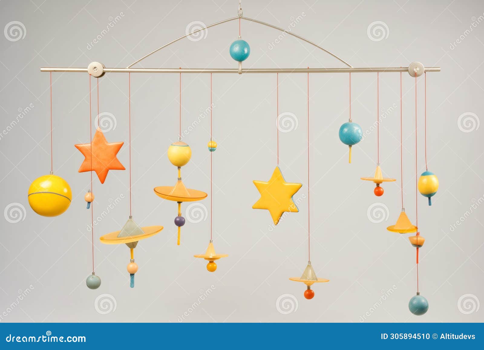 Celestial Mobile with Planets and Stars Hanging from Fine Wires Stock ...