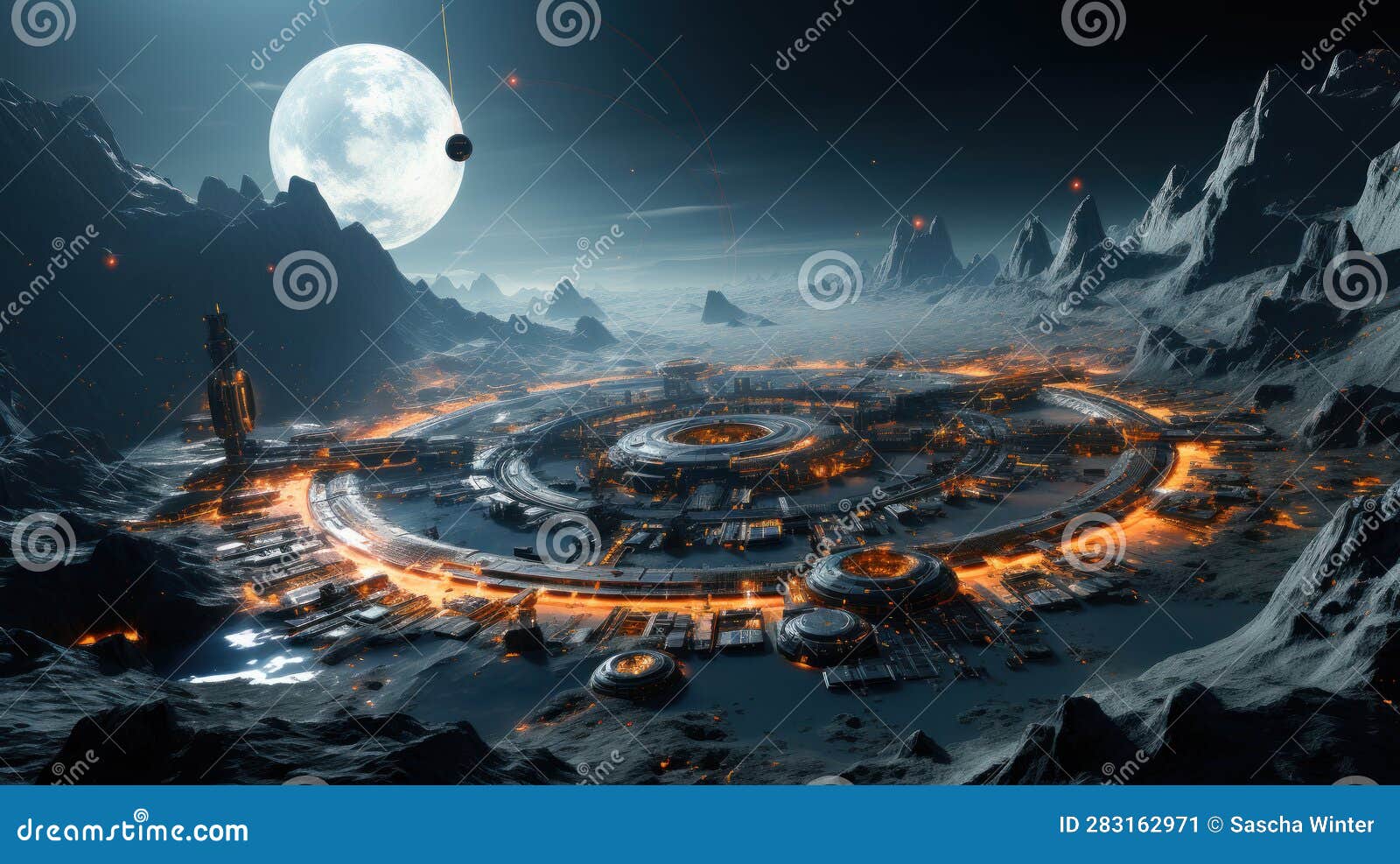 Cosmic Nexus: Futuristic Sci-Fi Space Port Royalty-Free Stock Photo ...