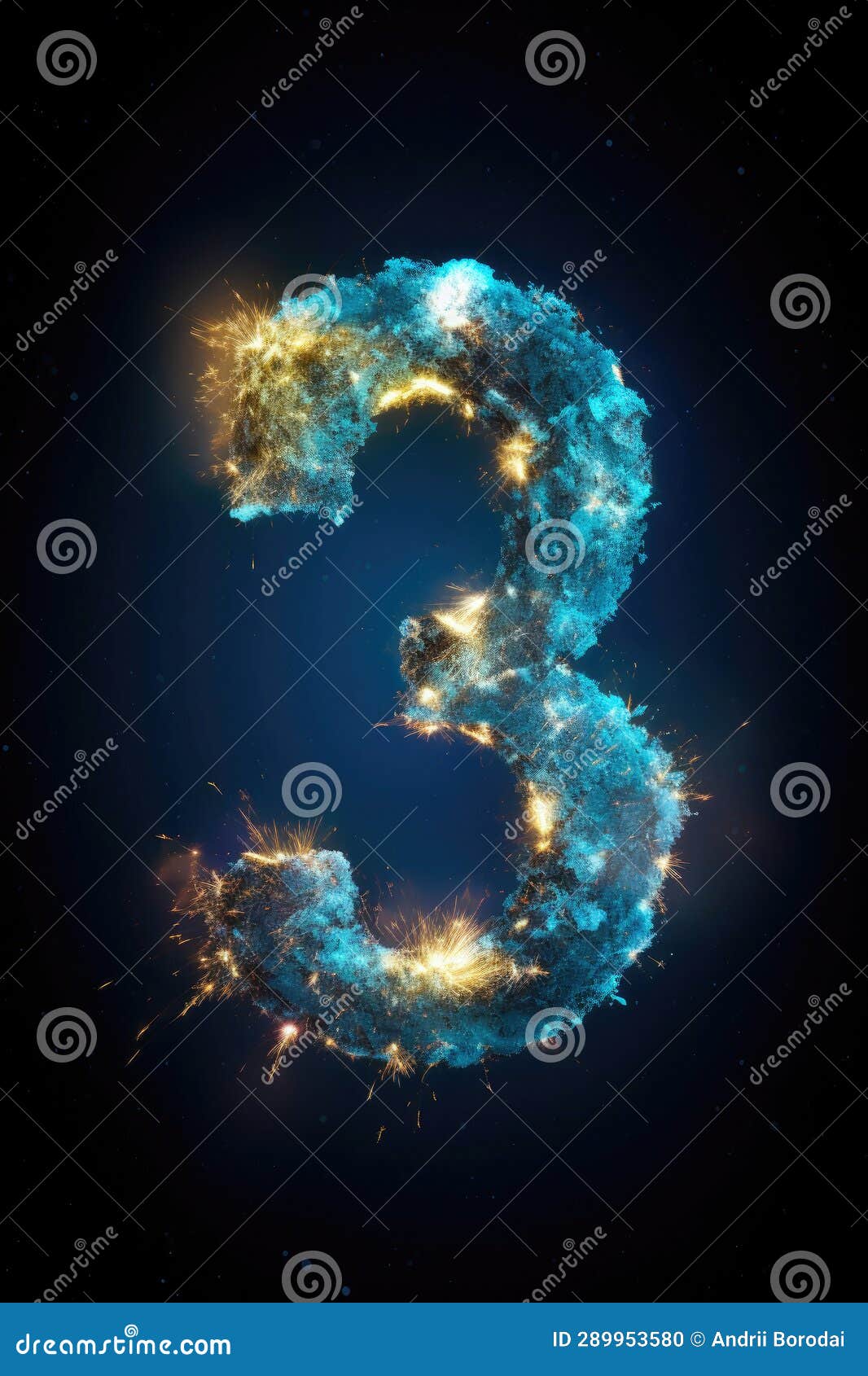 Celestial Number Three in a Starry Night. Stock Illustration ...