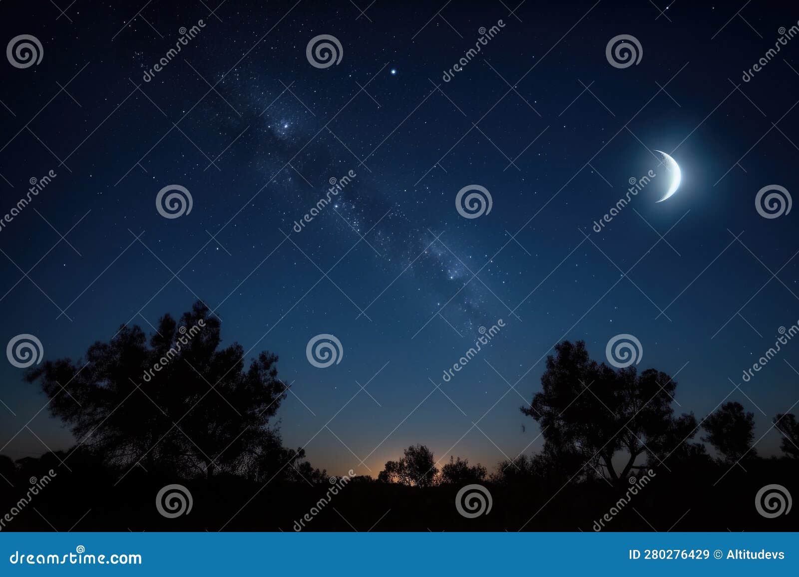 Celestial Objects in the Night Sky, with a View of the Moon and Stars ...