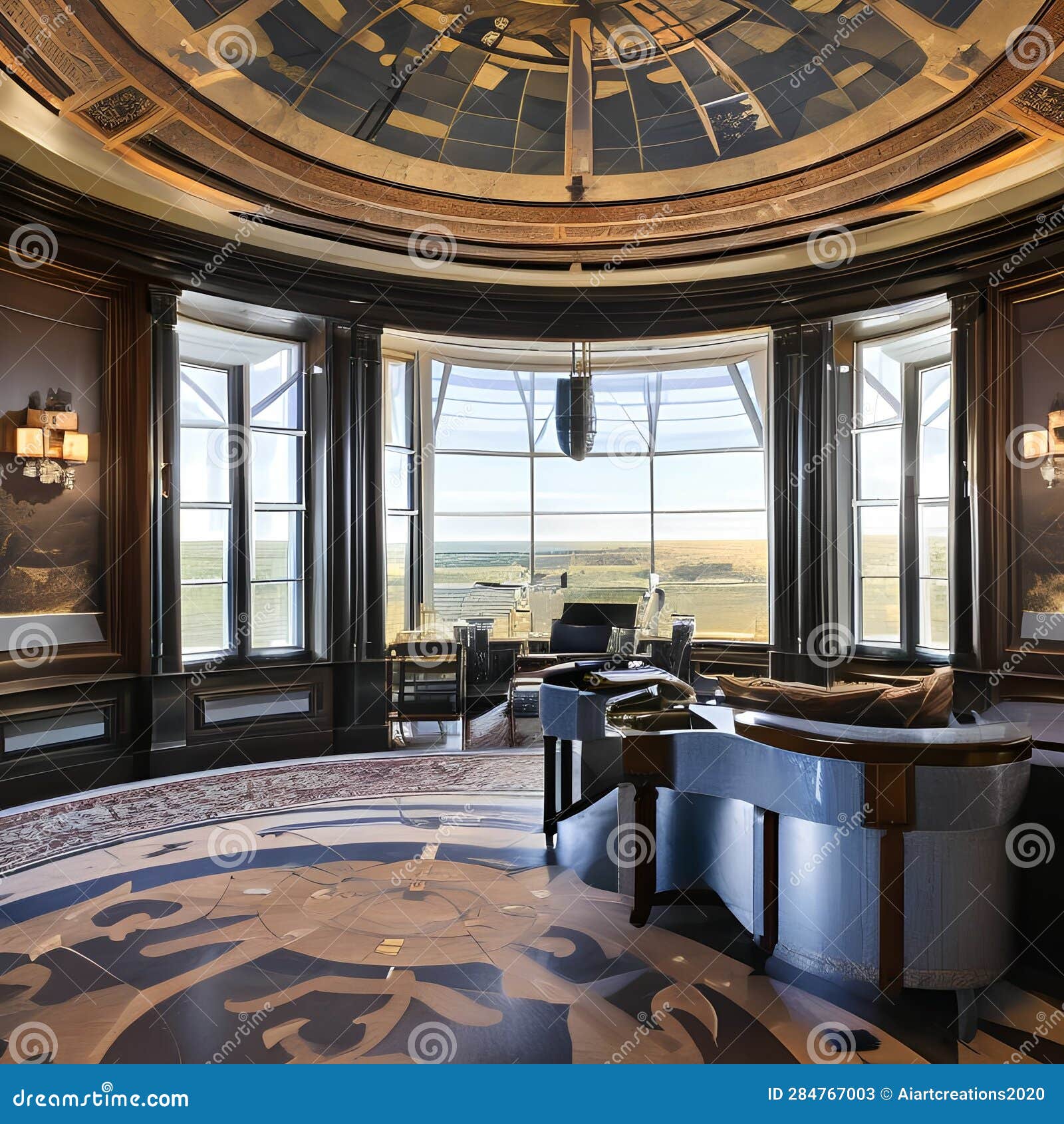 A Celestial Observatory-inspired Study with a Domed Ceiling, Telescope ...