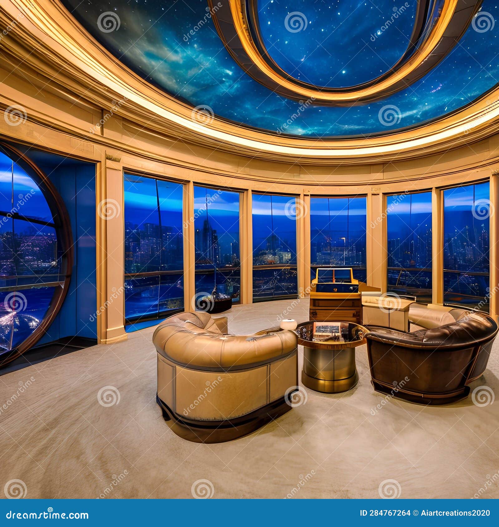 A Celestial Observatory-inspired Study with a Domed Ceiling, Telescope ...