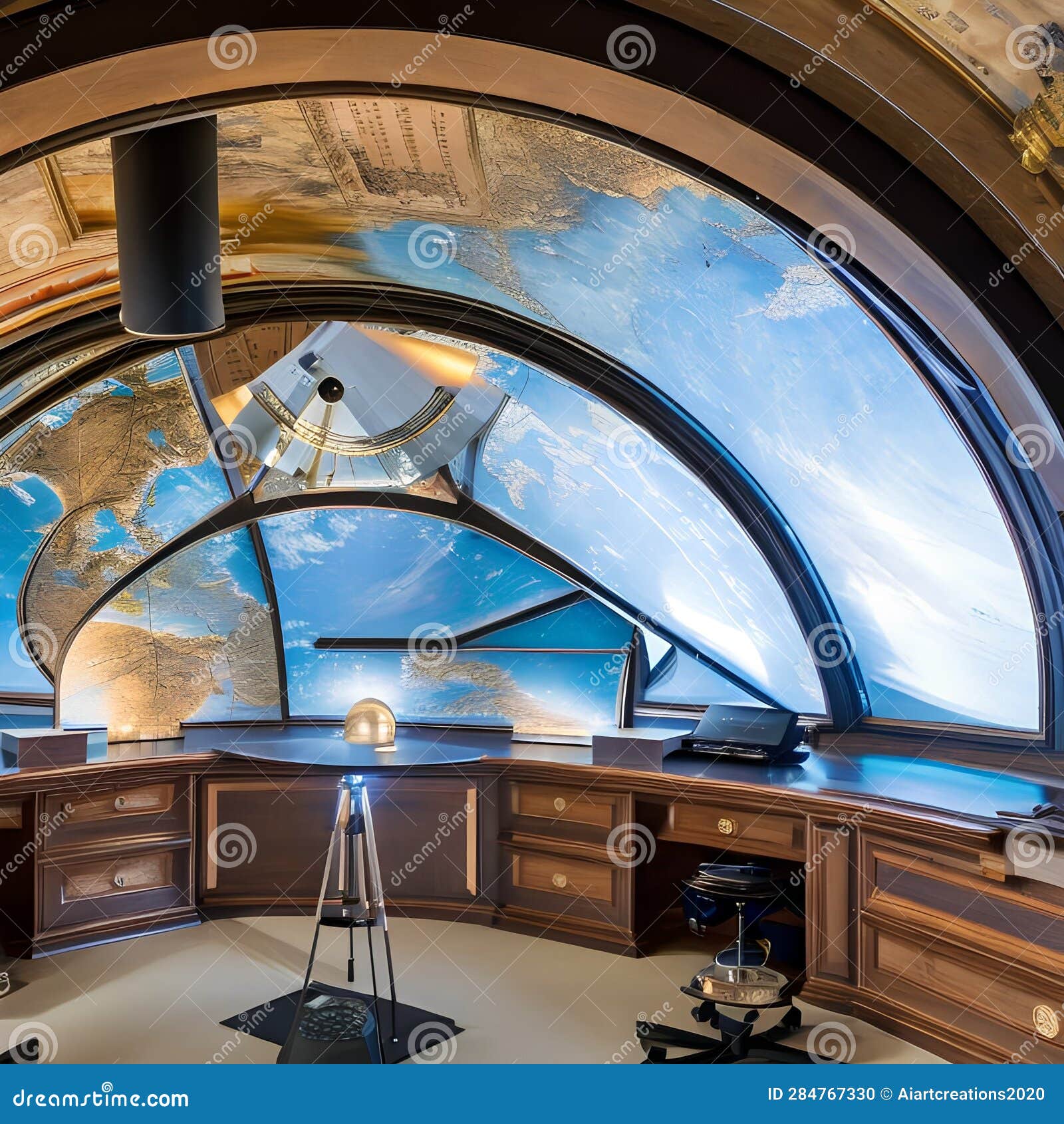 Celestial Study Session Moon Model Globe Pencils Notebook Starry Backdrop Symbolizing Learning ...