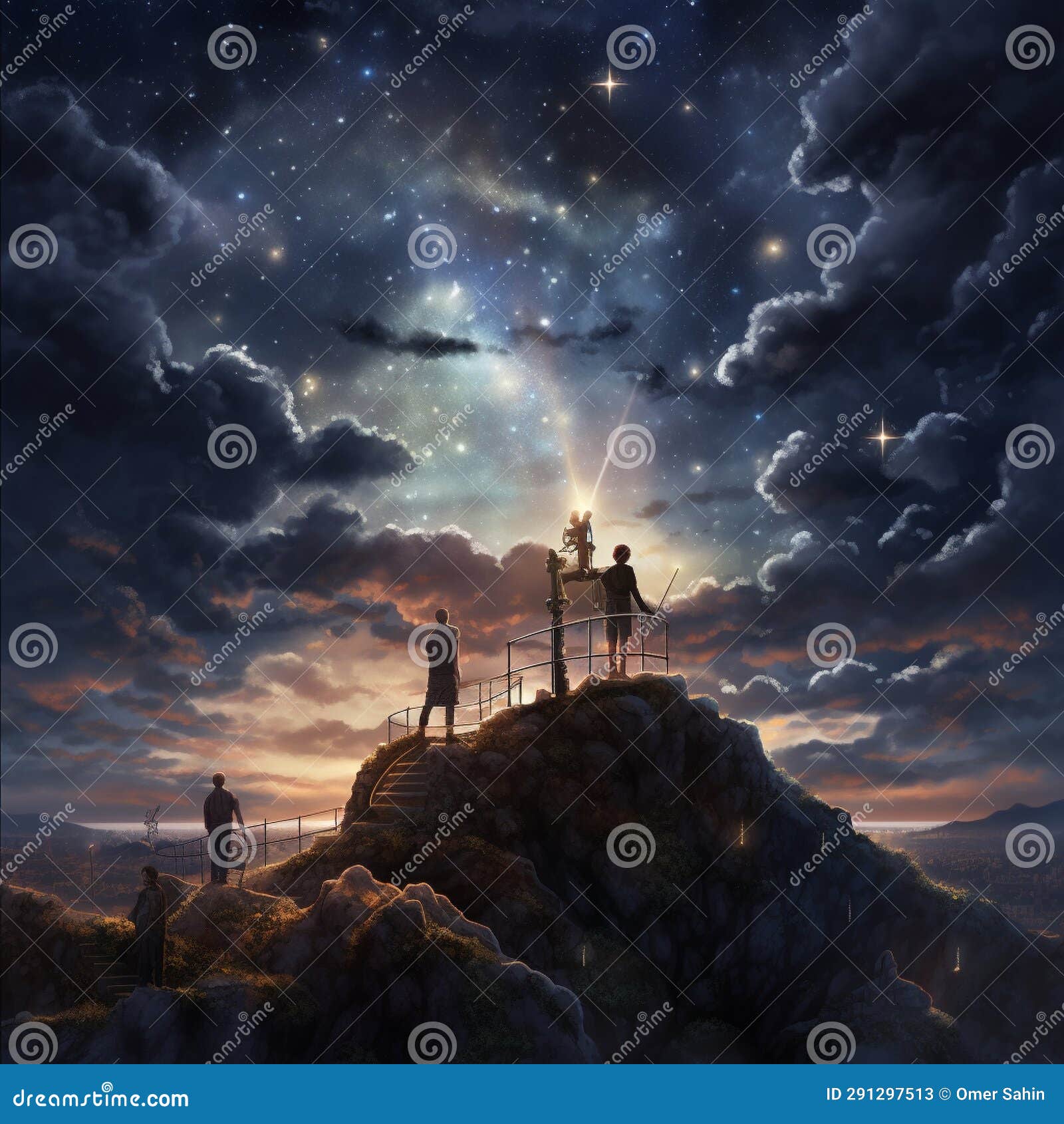 Celestial Observer: Stargazing Atop A Celestial Structure Royalty-Free ...