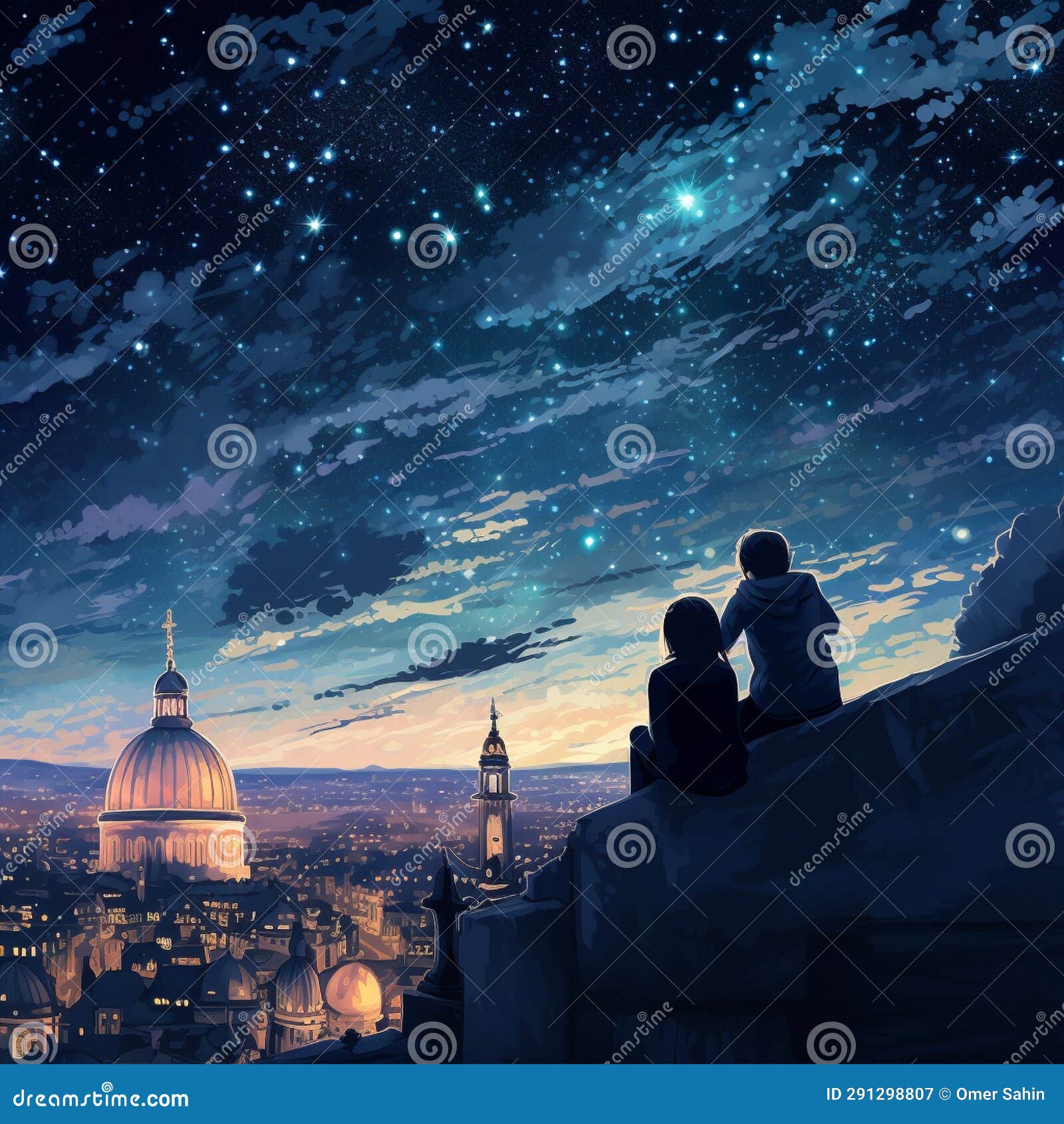 Celestial Observer: Stargazing Atop a Celestial Structure Stock ...