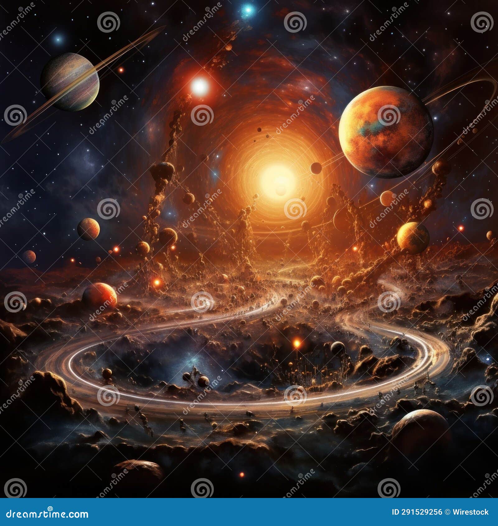 Celestial Orchestra: Planets and Moons Harmonizing with Radiant ...