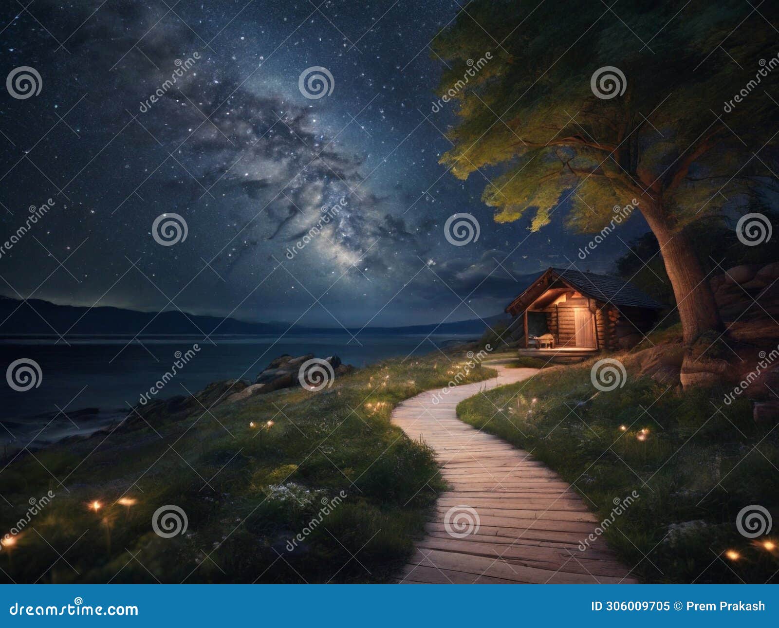 Celestial Pathway: Journey Under the Stars Stock Illustration ...