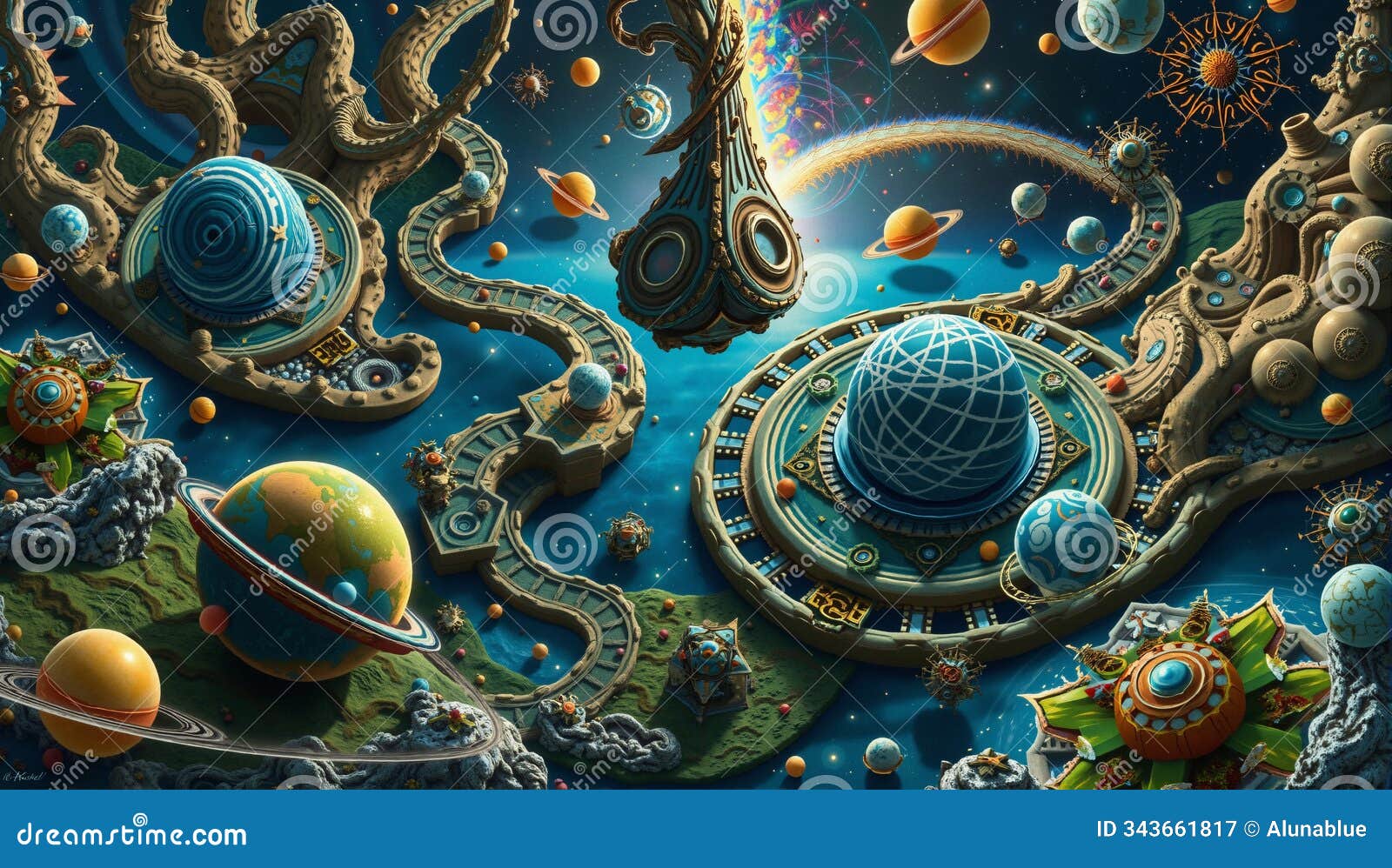 Celestial Pathways of Parallel Worlds Stock Image - Image of planets ...