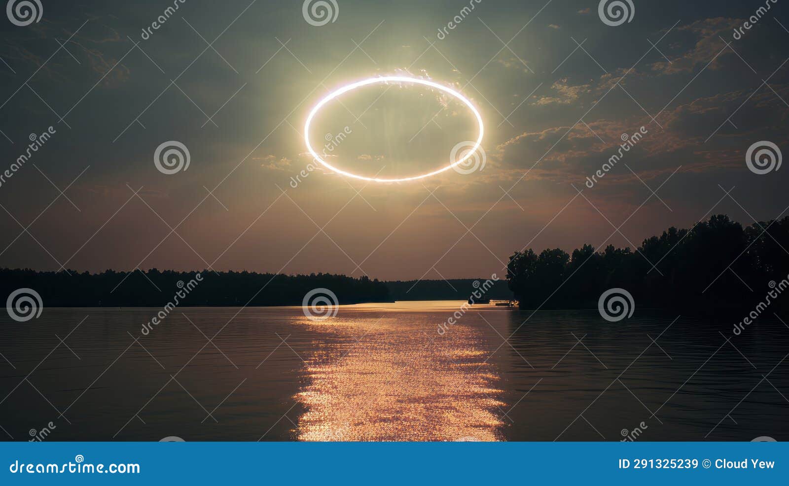 Celestial Phenomenon Lunar Halo Stock Illustration - Illustration of ...