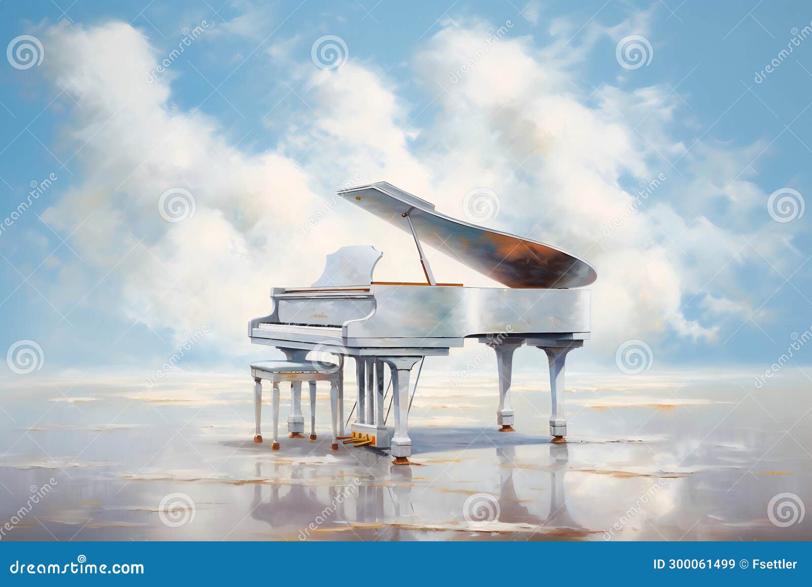 Celestial Piano. Oil Painting in Impressionism Style Stock Illustration ...