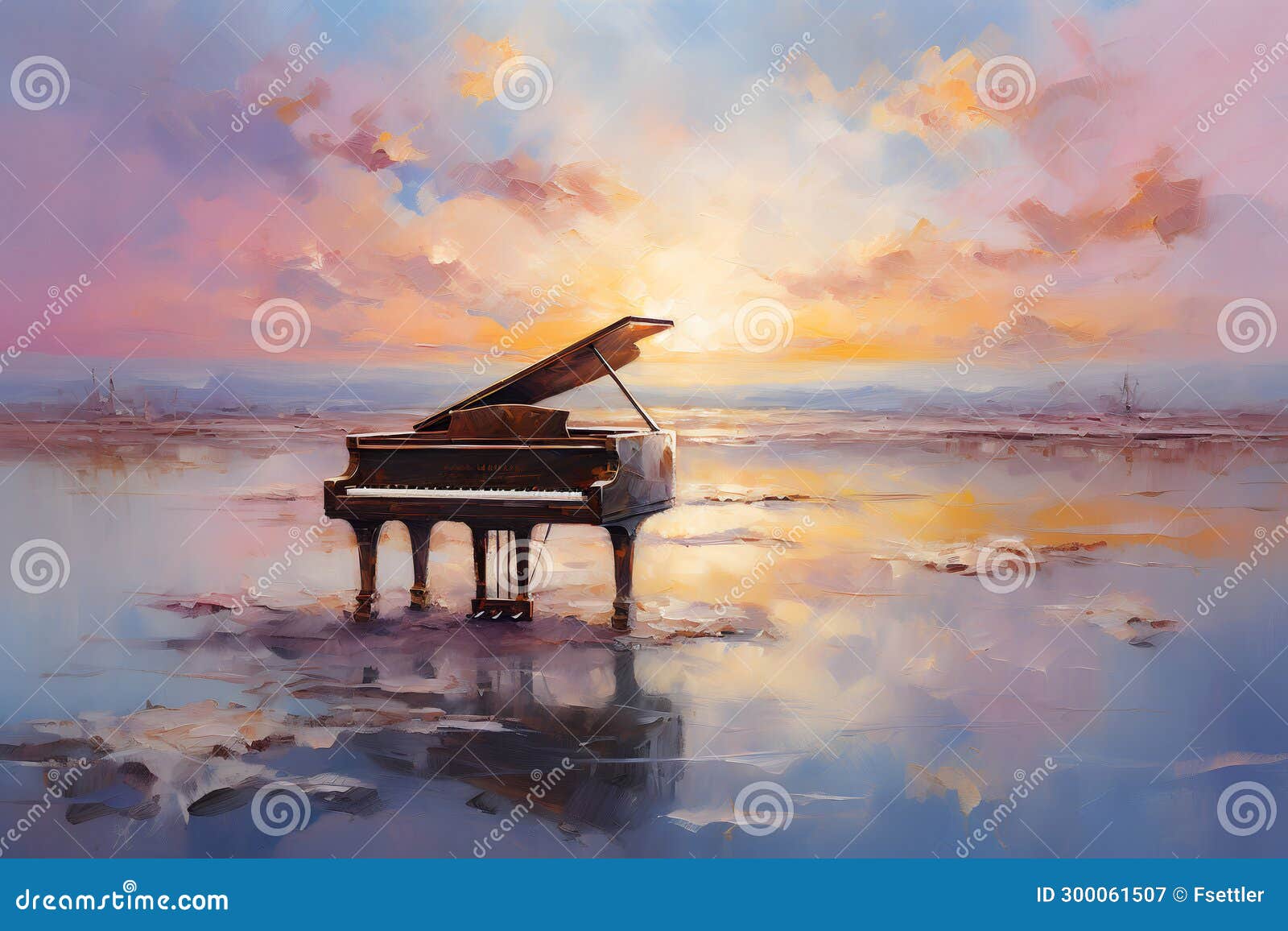Celestial Piano. Oil Painting in Impressionism Style Stock Illustration ...