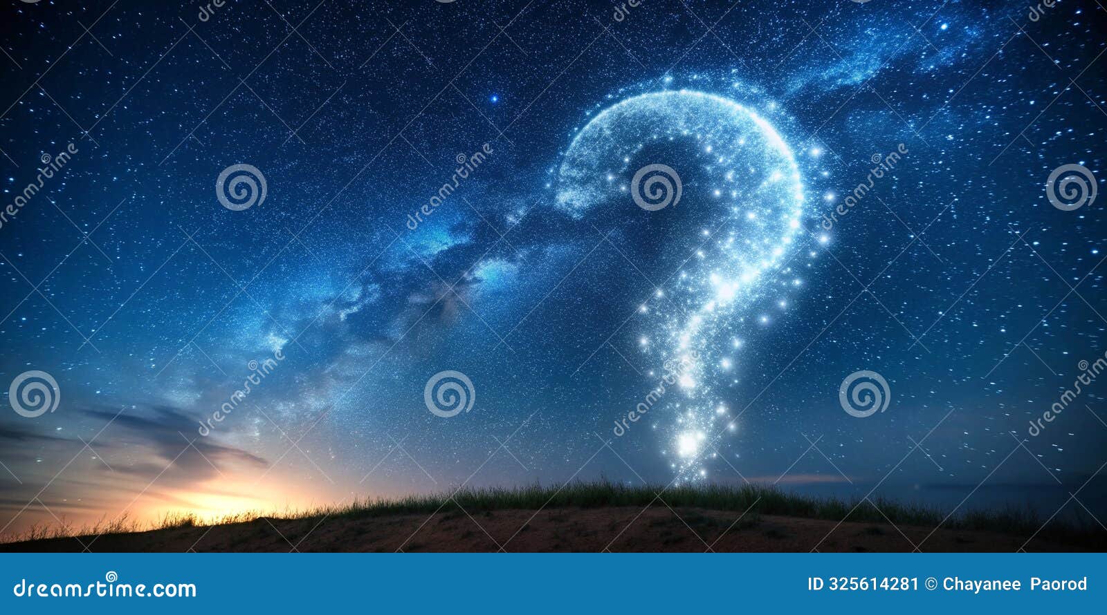 Celestial Query A Starry Sky Illuminated By A Giant Question Mark Of ...