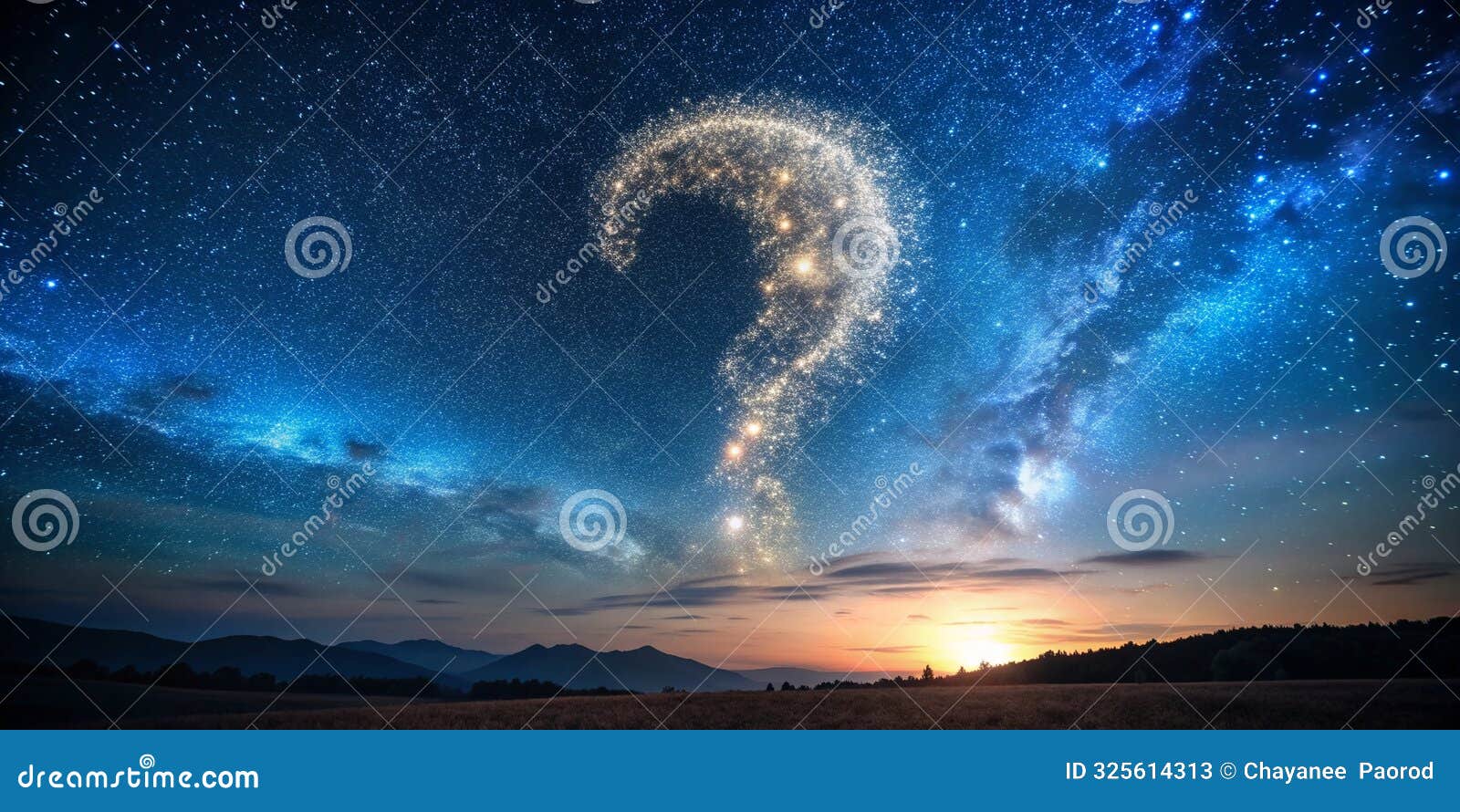 Celestial Query A Starry Sky Illuminated By A Giant Question Mark Of ...