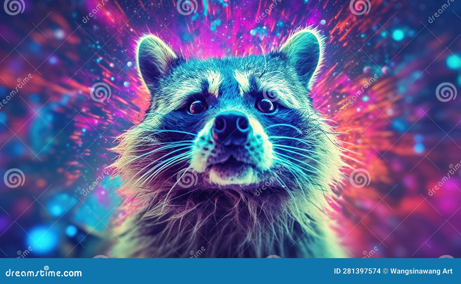 Celestial Raccoon Vision or Spirit, Psychedelic Imaginary Creature ...