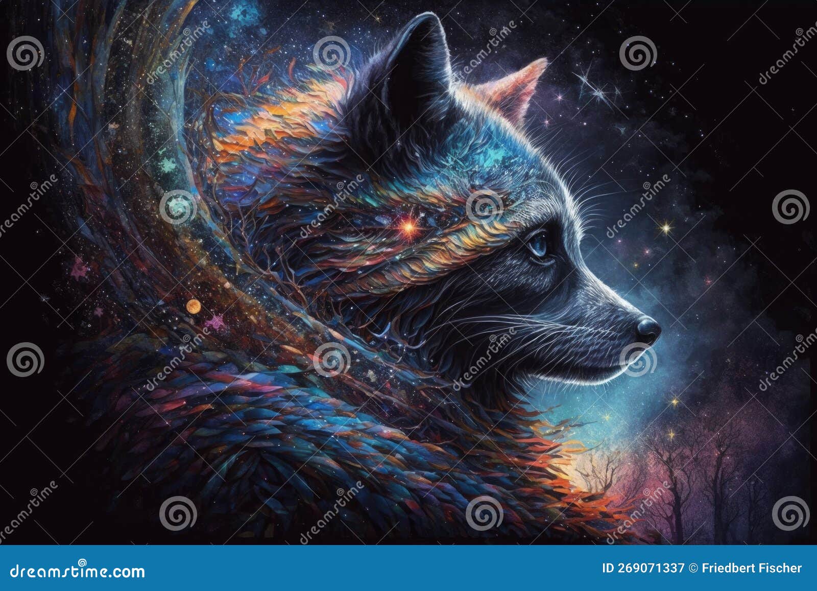 Celestial Racoon Vision Or Spirit, Psychedelic Imaginary Creature, AI ...