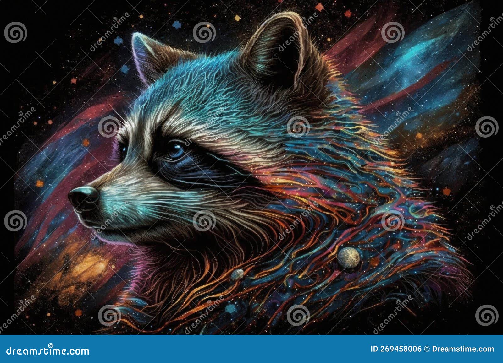Celestial Racoon Vision or Spirit, Psychedelic Imaginary Creature, AI ...