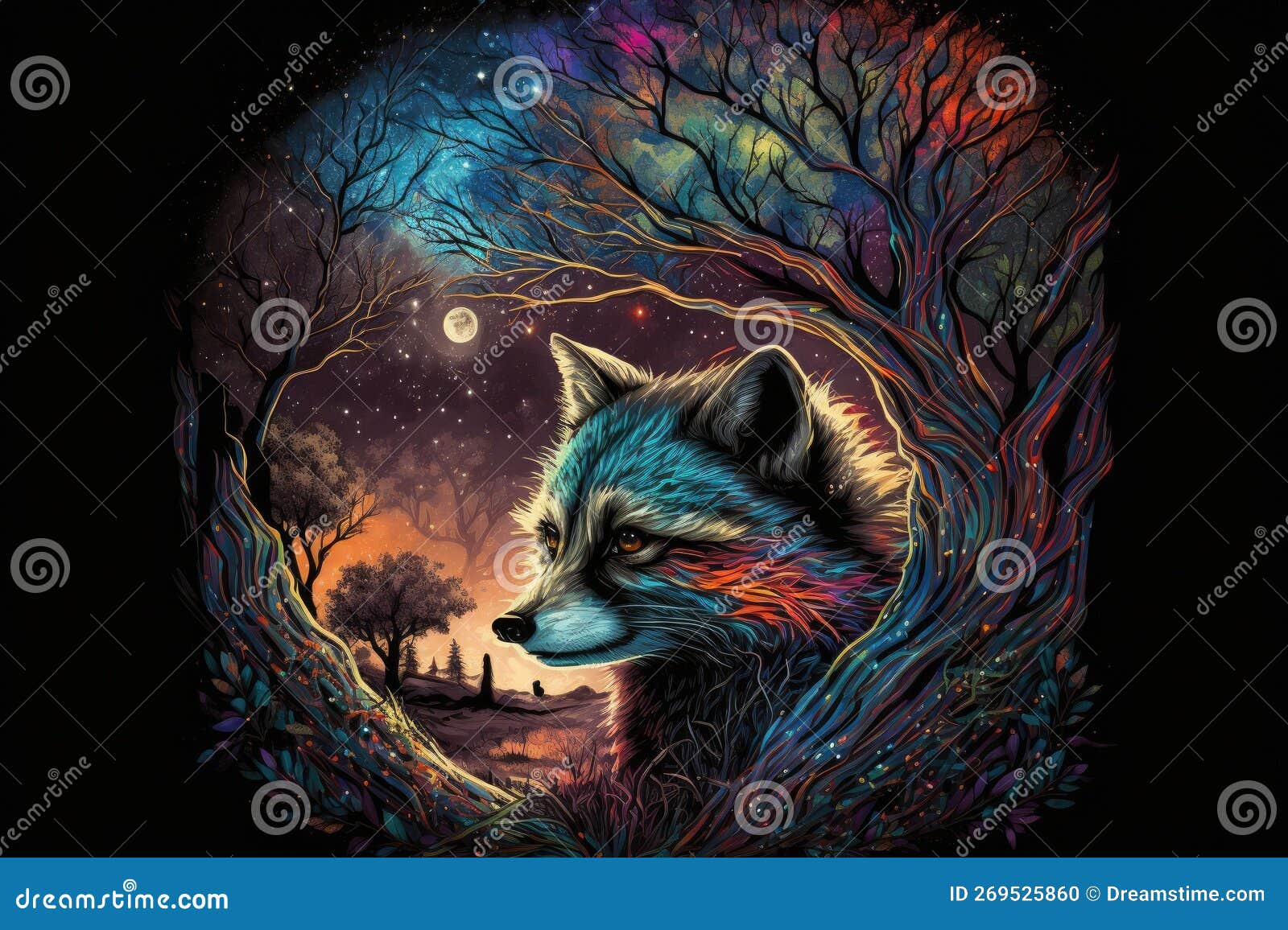 Celestial Racoon Vision Or Spirit, Psychedelic Imaginary Creature, AI ...
