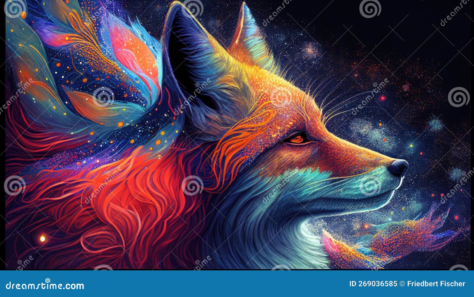 Celestial Rainbow Fox Vision, Protector, Spirit, Tribal Style ...