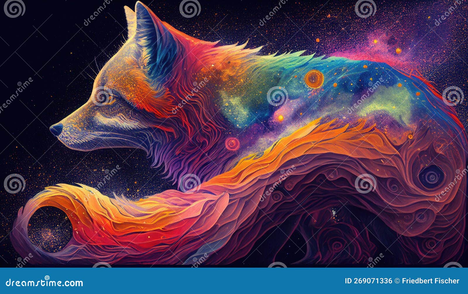 Celestial Rainbow Fox Vision, Protector, Spirit, Tribal Style ...