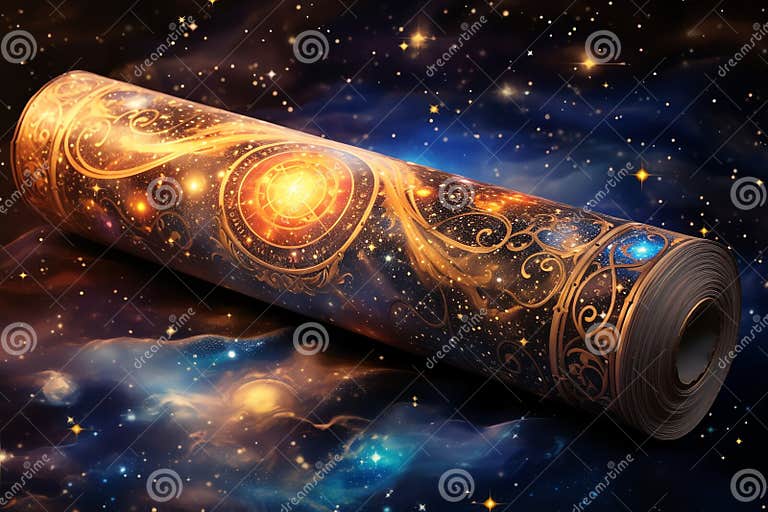 Celestial Scroll Fantasy Sky Night Gazing Stock Illustration ...