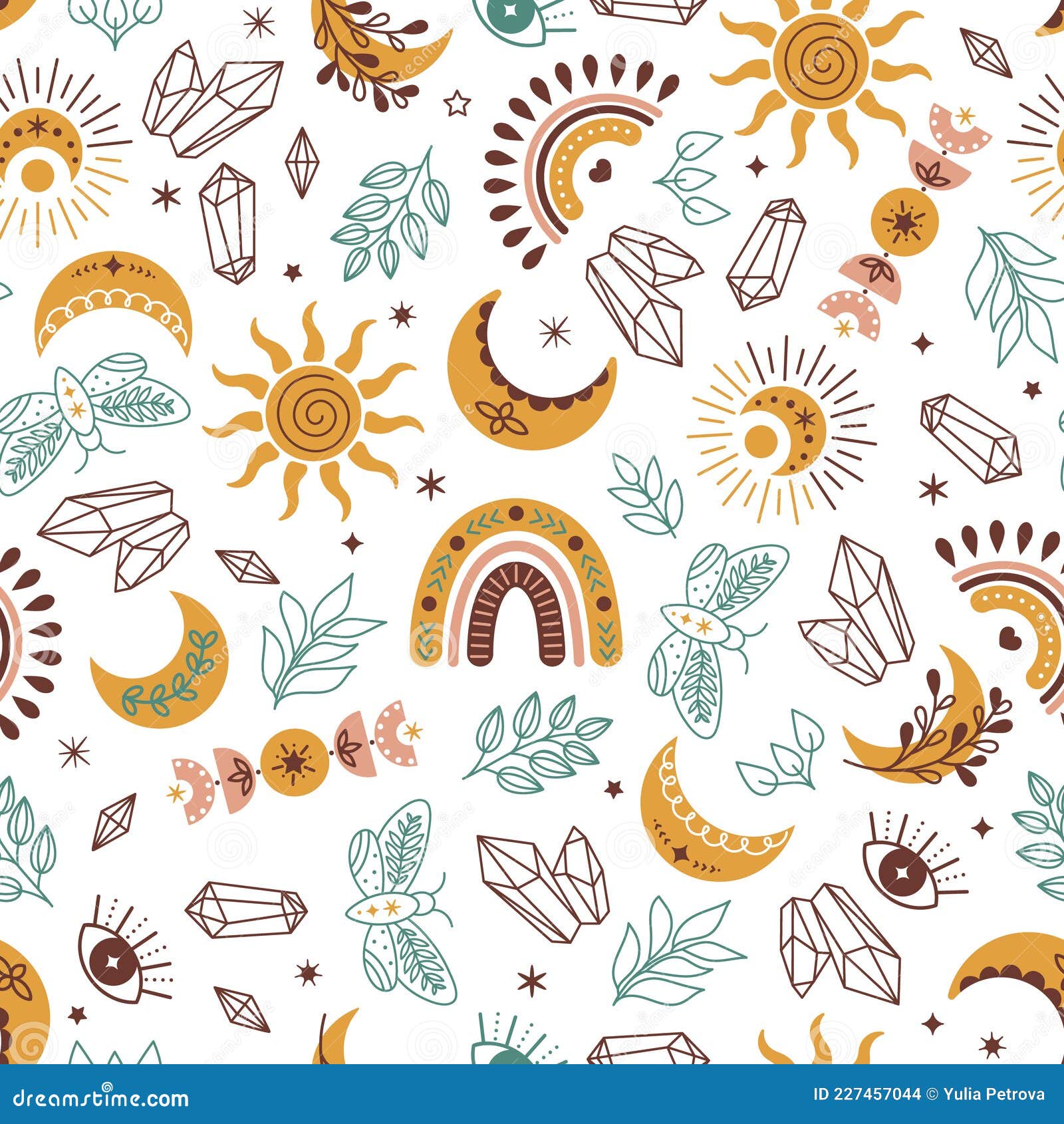 Celestial Seamless Mystic Pattern Stock Vector - Illustration of boho ...