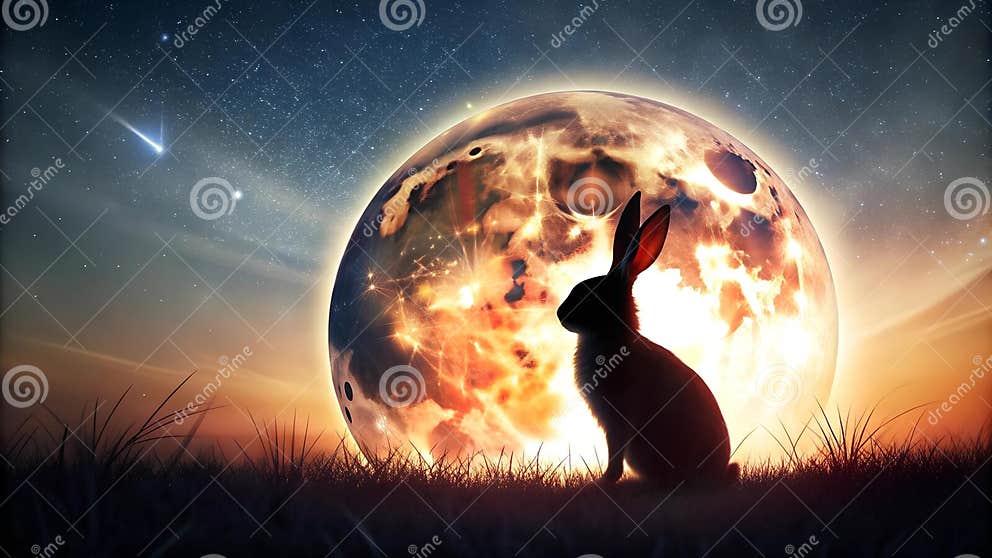 Celestial Silhouette: a Lunar Eclipse with a Rabbit S Shadow AI ...