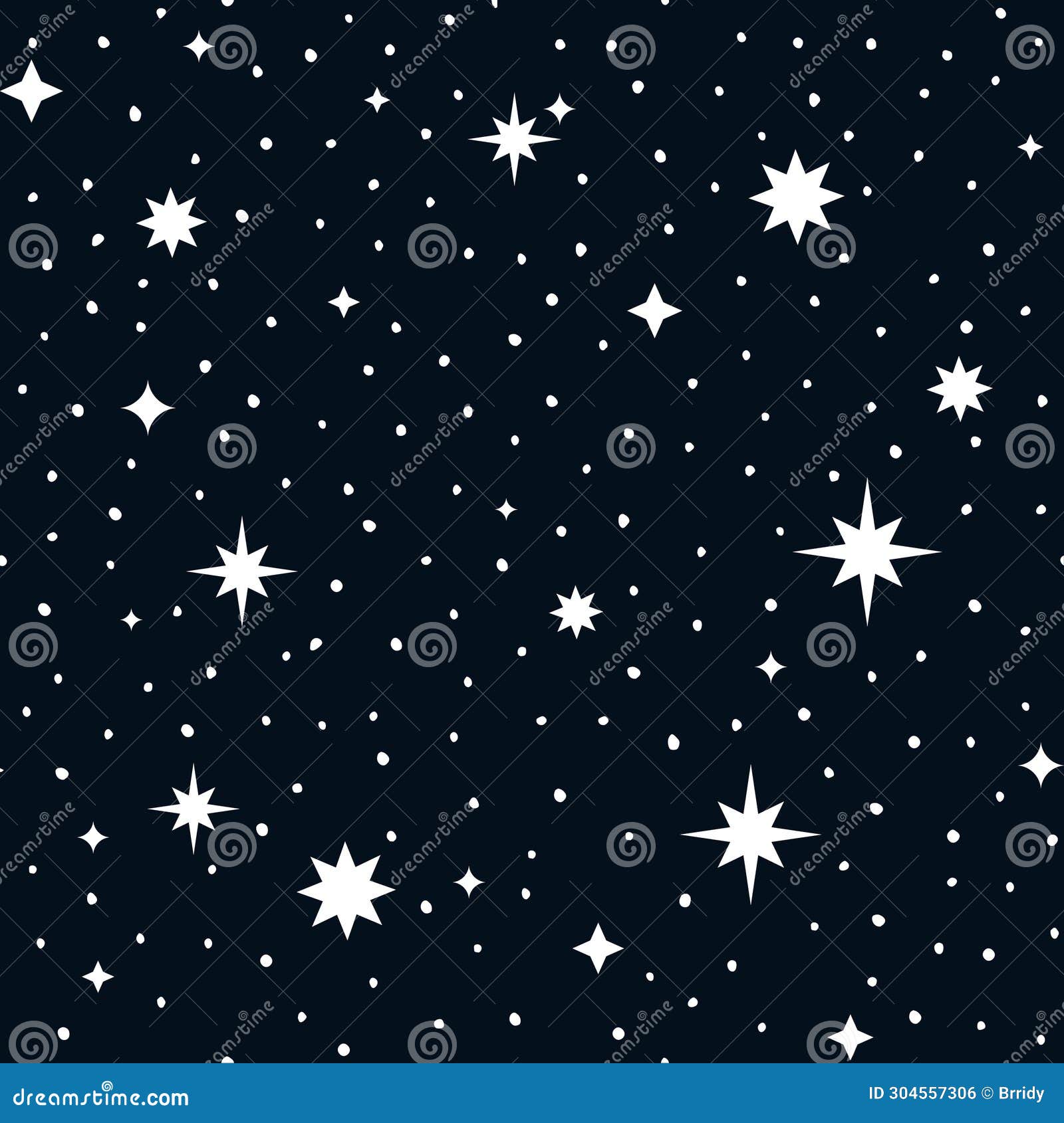 Celestial Sky Pattern with Sparkle Stars. Vector Seamless Texture ...