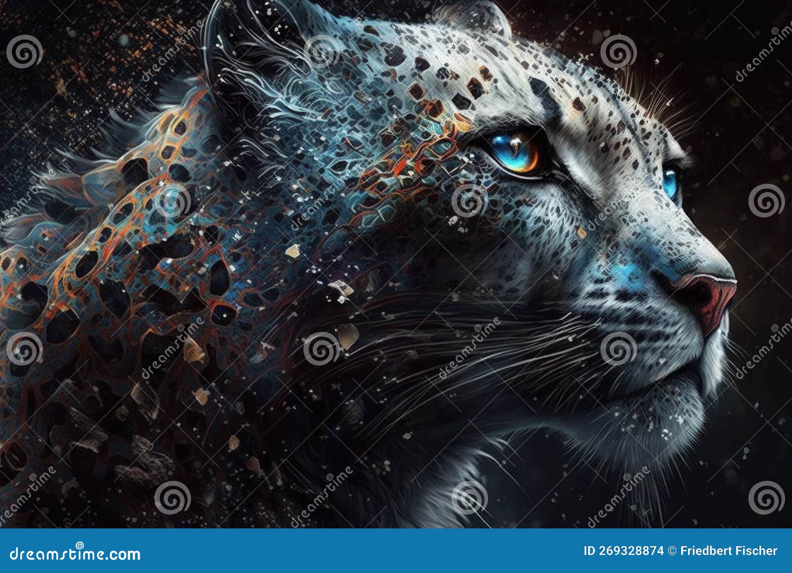 Celestial Snow Leopard, Ounce Vision, Psychedelic Imaginary Creature ...