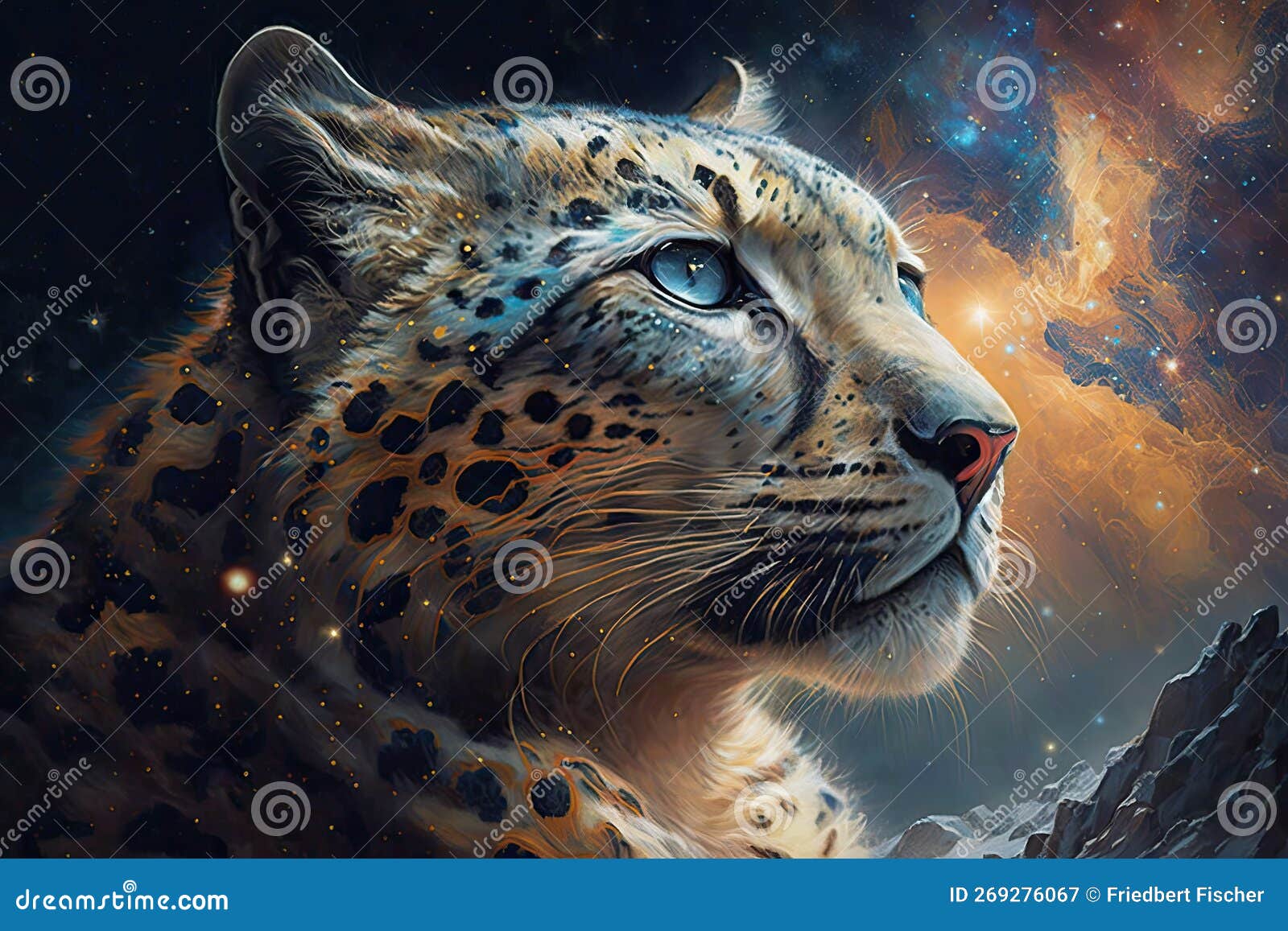 Celestial Snow Leopard, Ounce Vision, Psychedelic Imaginary Creature ...