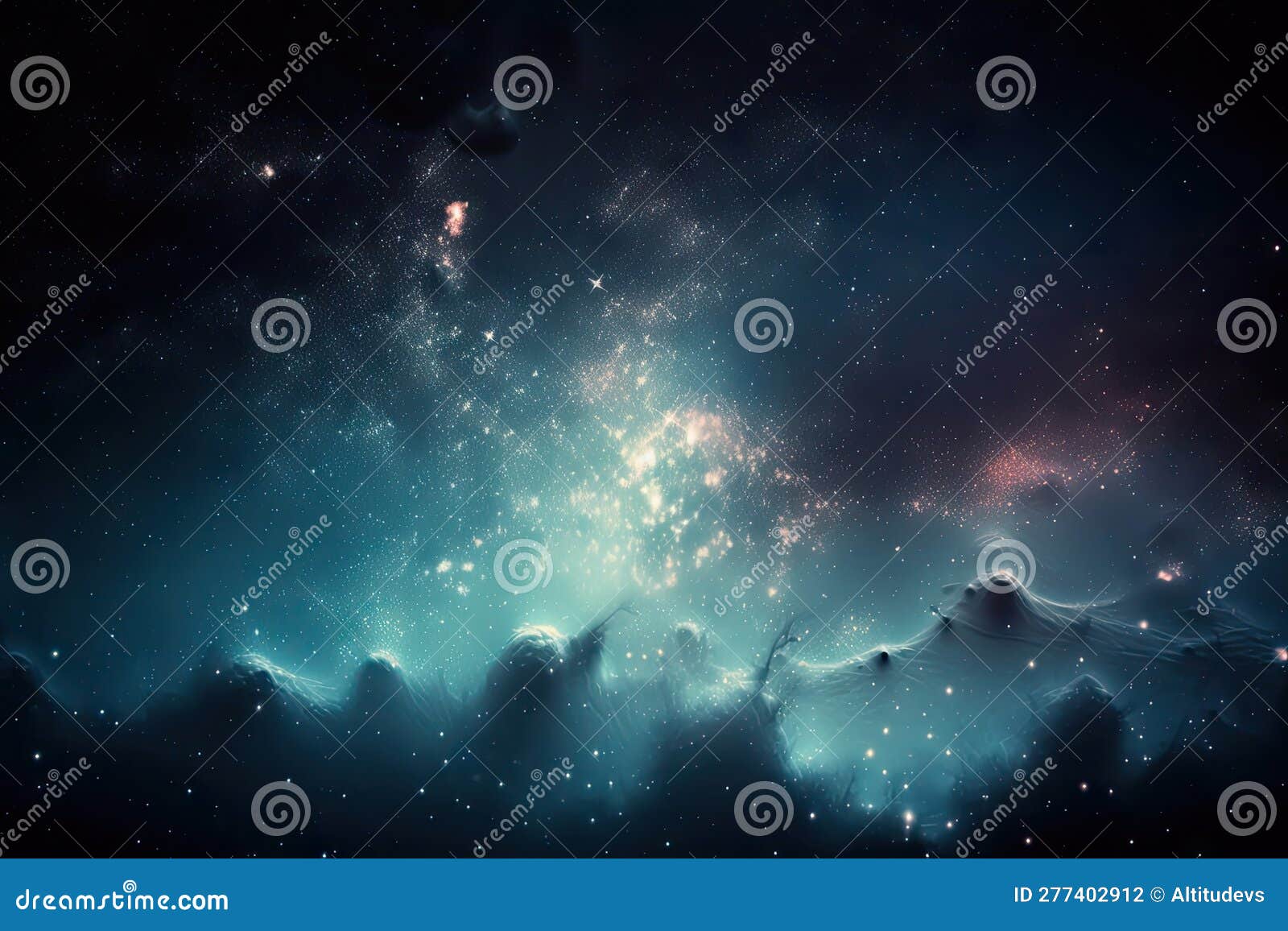 Celestial Spectacle of a Star Cluster and Nebula in the Night Sky Stock ...