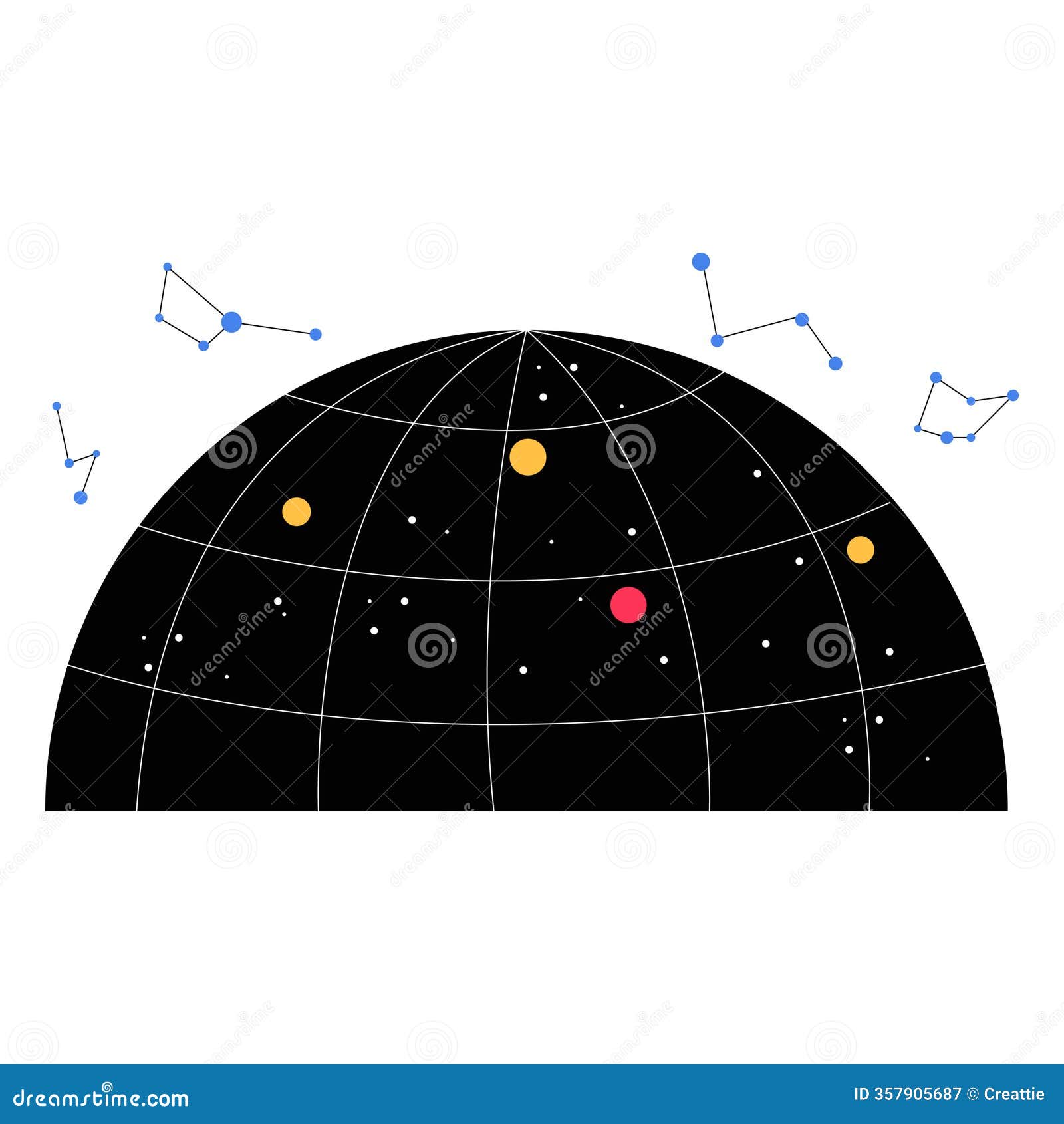 Celestial Sphere with Constellations and Star Map in Flat Vector ...