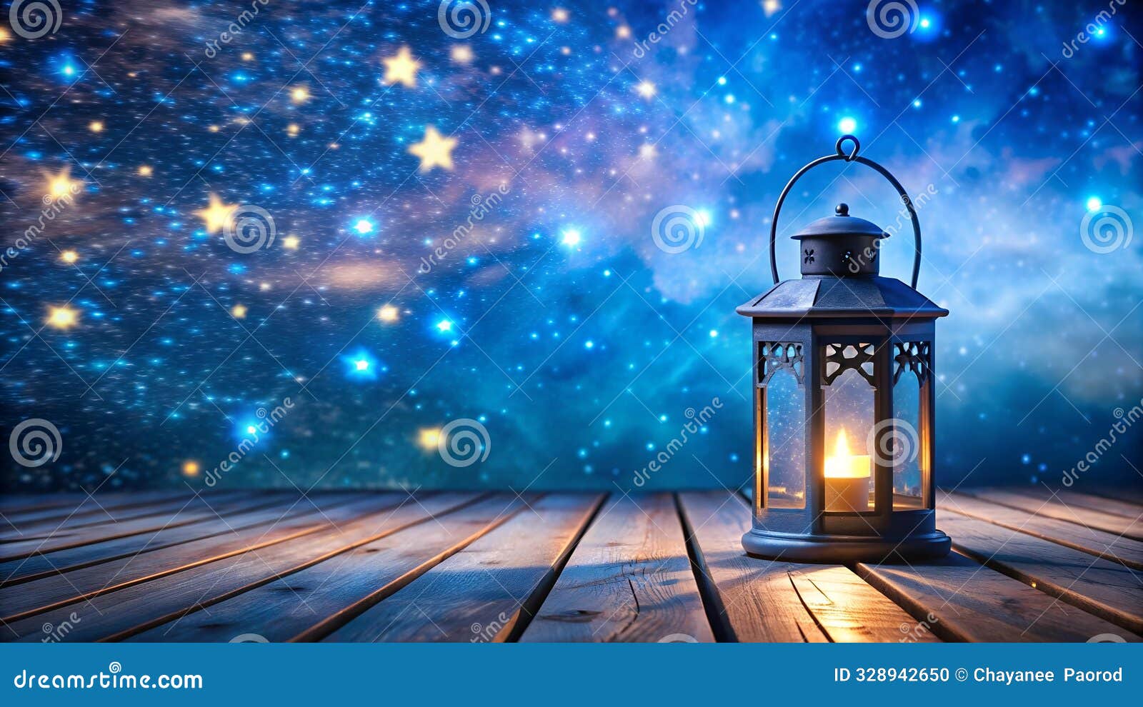 Celestial Star Lantern With A Blue Light - Stargazing Deck AI Generated ...
