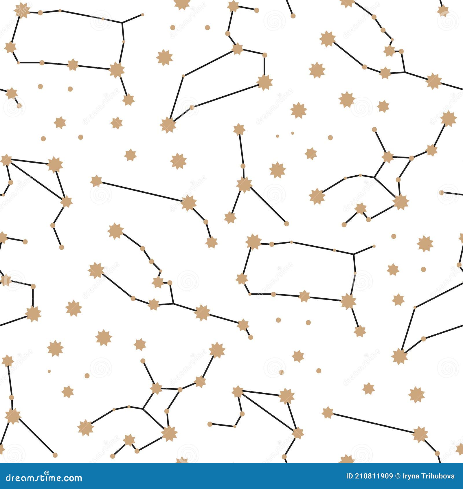 Celestial Star Vector Seamless Pattern Stock Vector - Illustration of space, constellation ...