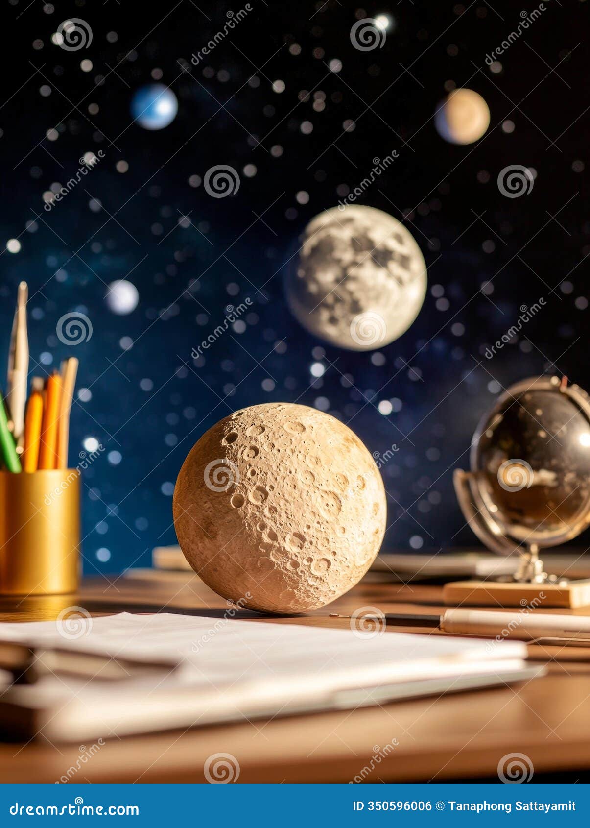 Celestial Study Session Moon Model Globe Pencils Notebook Starry ...