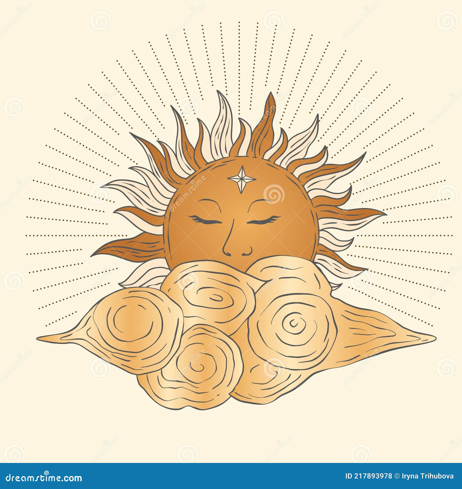 Celestial sun star vector. stock vector. Illustration of gold - 217893978