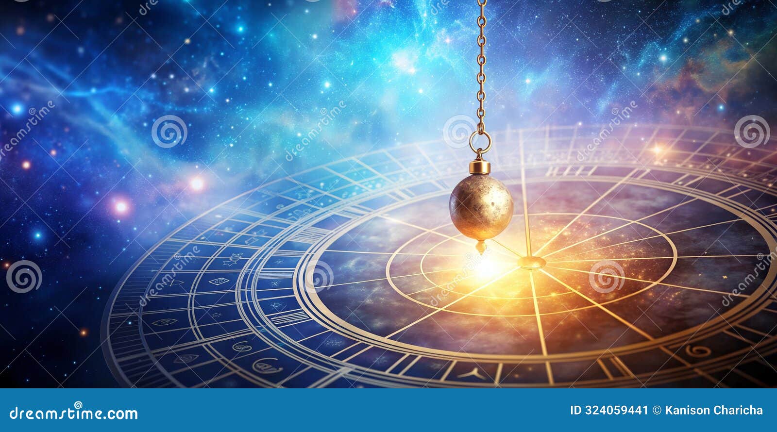 Celestial Swing Pendulum Over Glowing Astrological Chart AI-Created ...