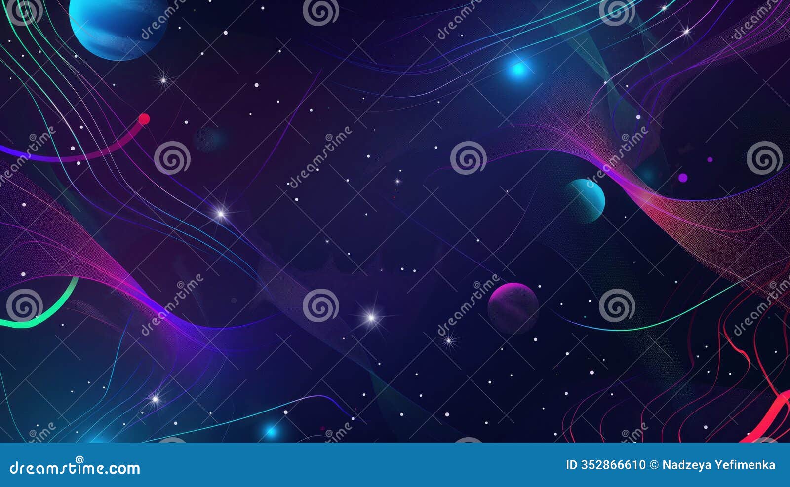 Celestial Swirl with Multiple Colorful Spheres Orbiting in a Dark ...