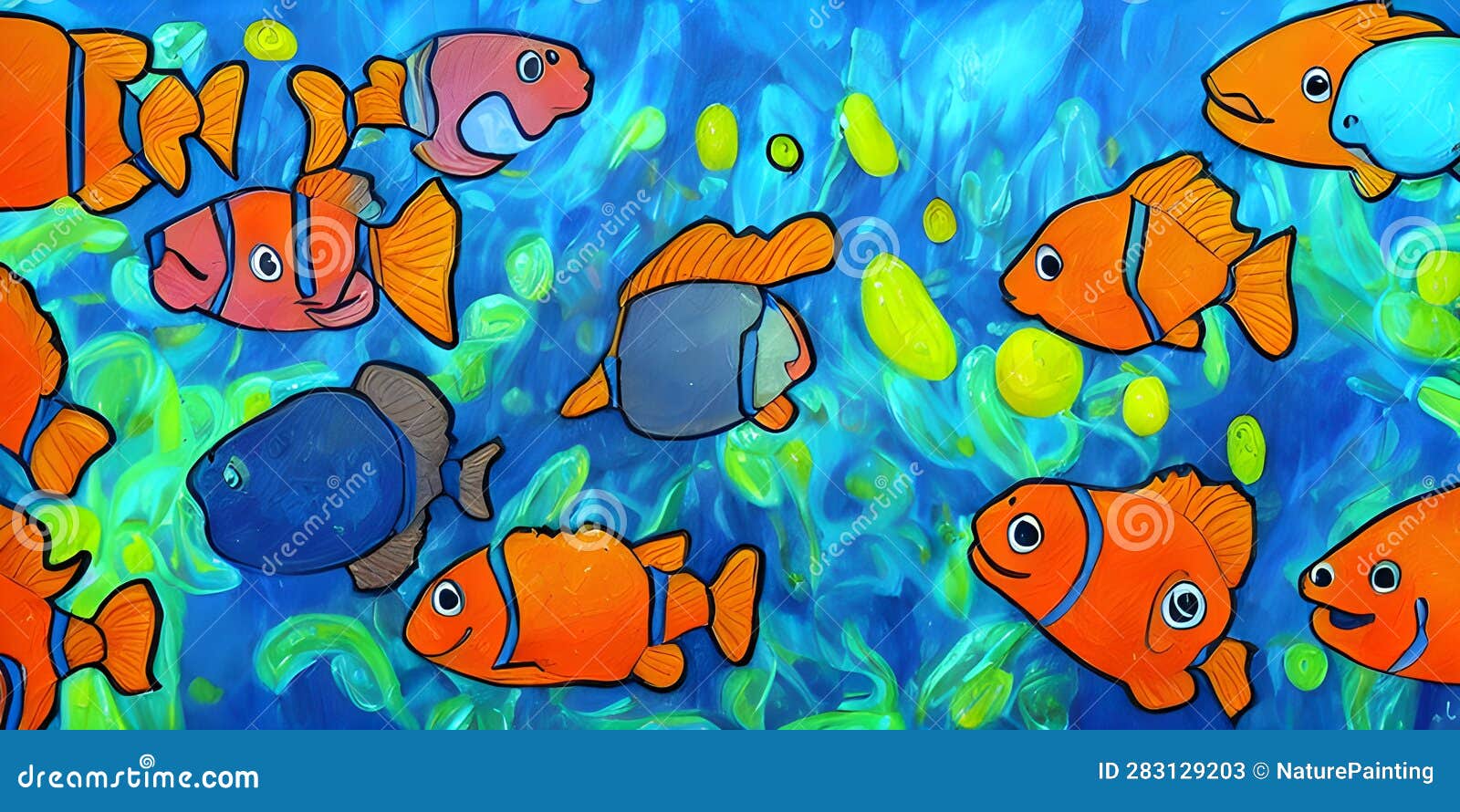 Celestial Swirls Heavenly Digital Fish Paintings Stock Image - Image of ...