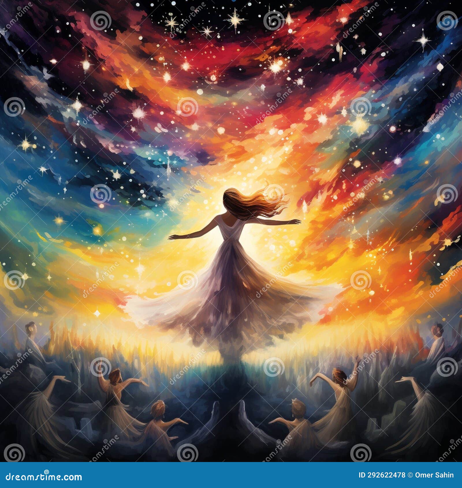 Celestial Symphony: a Stellar Dance of Star Clusters Stock Illustration ...