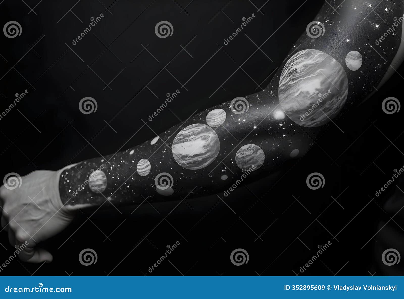 Celestial Forearm Tattoo A Galaxy Of Planets Unveiled In Intricate Detail Stock Photography ...