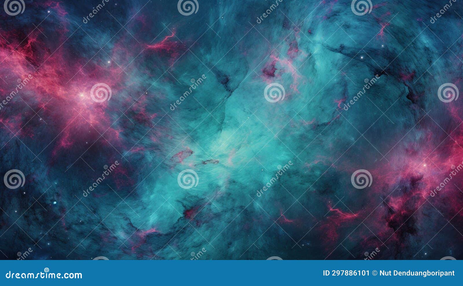 Celestial Teal and Magenta Mystique Cosmic Nebula Pattern Stock ...